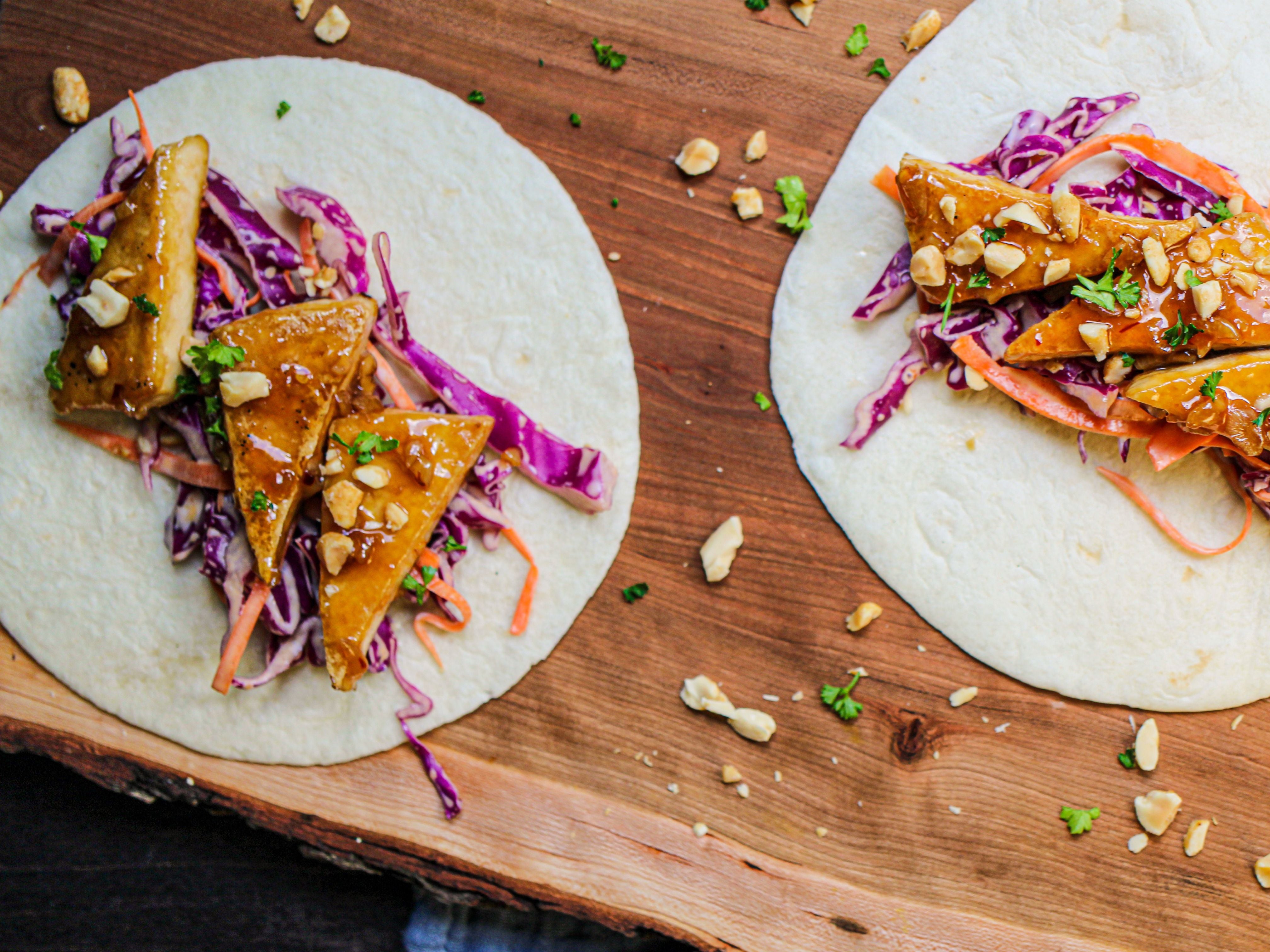 1. General Tso Tofu Tacos – Crisper