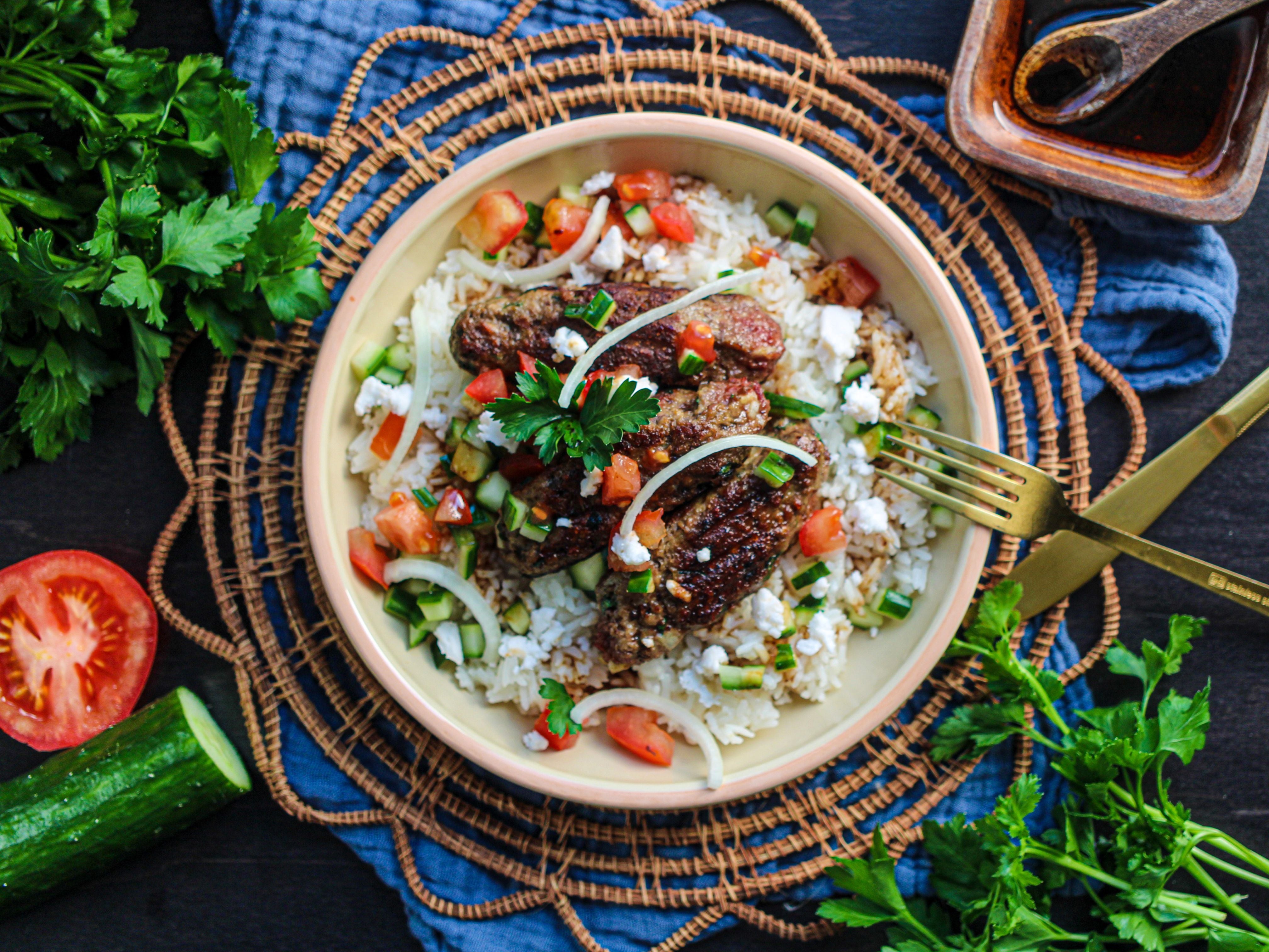 Kebabs Over Rice – Crisper